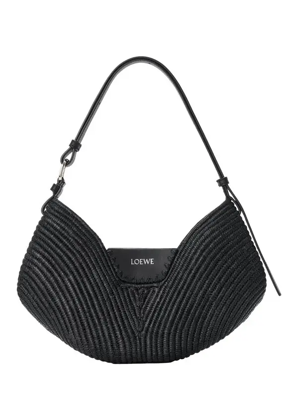 Loewe X Paula's Ibiza Medium Raffia Shoulder Bag - Black
