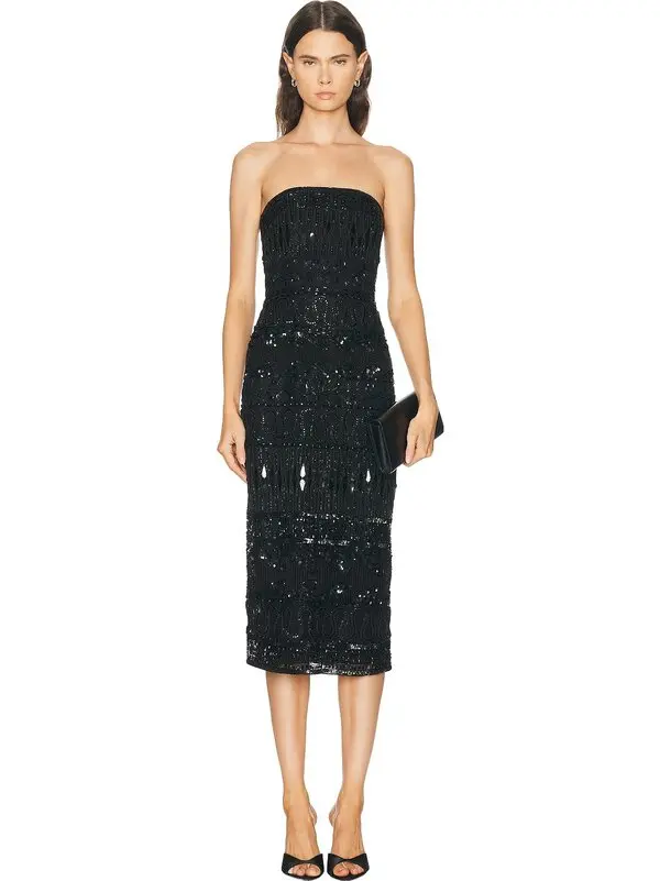 Carolina Herrera Embellished Strapless Midi Dress - Black