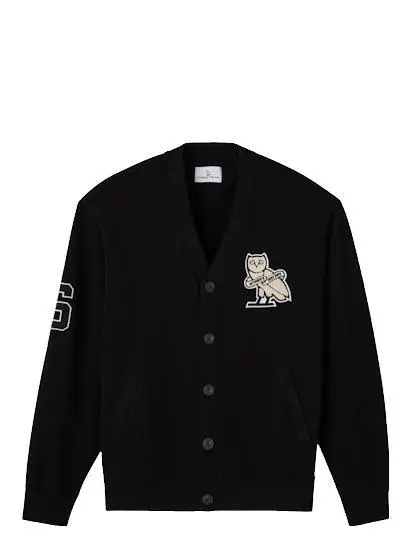 OVO Owls Varsity Fleece Cardigan - Black