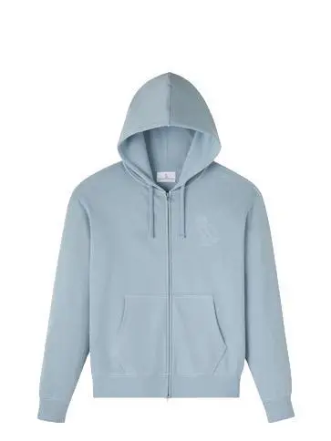 OVO Tonal Stitch Full-zip Hoodie - Light Blue