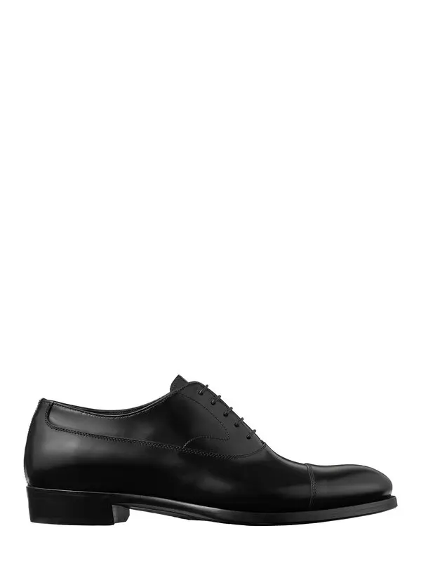 JIMMY CHOO Vine Lace Up Smooth Calf Leather Cap Toe Shoes - Black