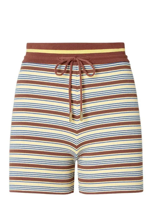 Fendi Ribbed Cotton Knit Shorts - Multicolour
