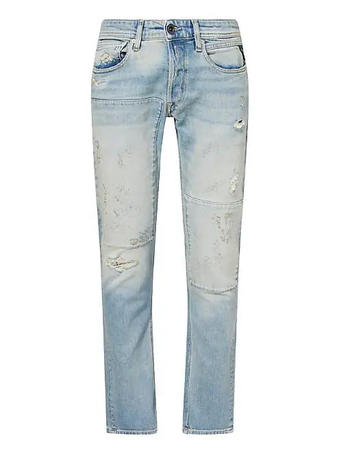 REPLAY Grover Straight-leg Cotton Jeans - Blue