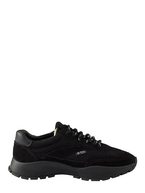 Prada Panelled Woven And Suede Lace-up Trainers - Black