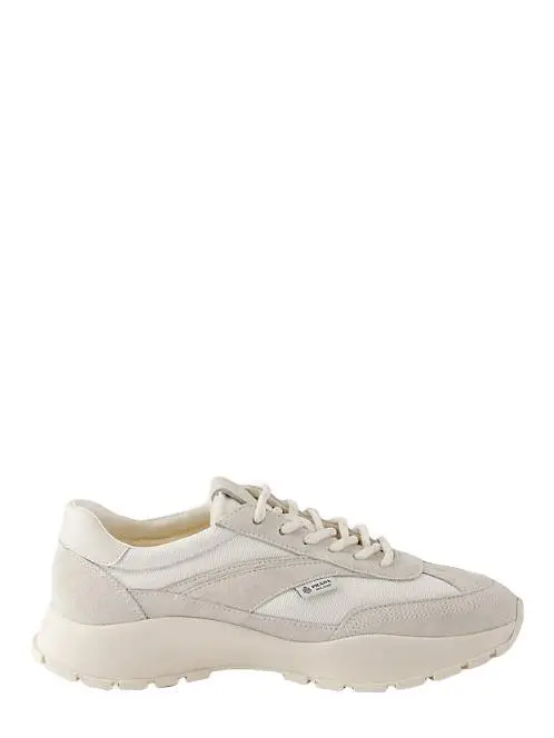 Prada Panelled Woven And Suede Lace-up Trainers - White