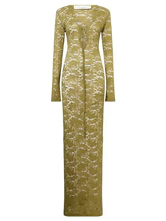 HYPHEN Deep Plunge Stretch-lace Maxi Dress - Sage