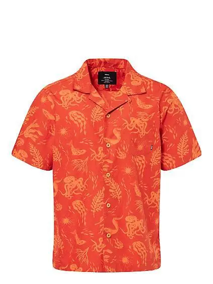 FINISTERRE Dylan Printed Short-sleeve Cotton Shirt - Brick Orange