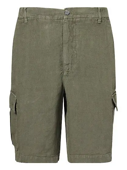 120% Lino Bermuda Linen Cargo Shorts - Kaky