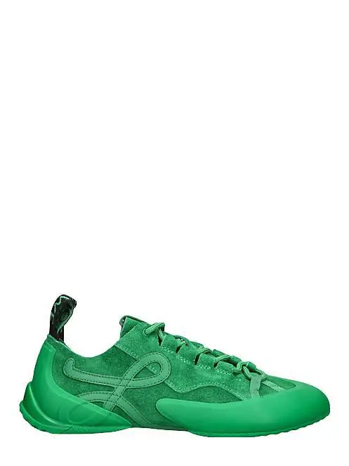 Loewe Suede Low-top Trainers With Embroidered Logo - Green