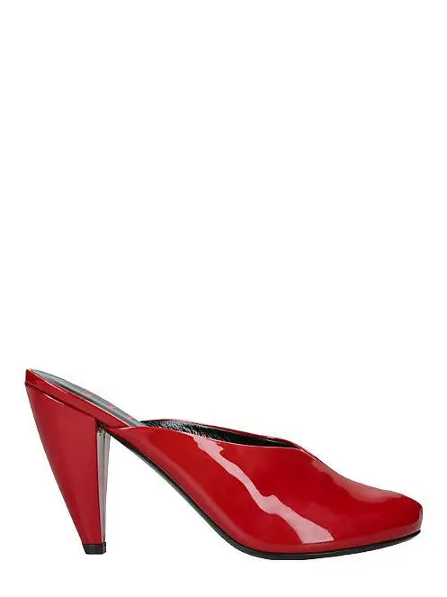 JUDE Paw Patent Leather Heeled Mules - Red