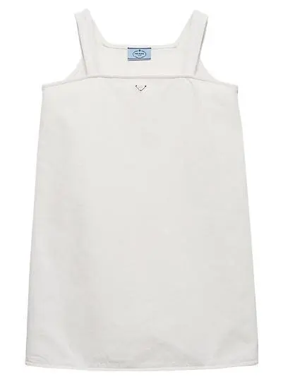 Prada Square Neck Denim Mini Dress - White