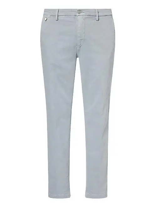 REPLAY Straight-leg Stretch-cotton Chinos - Pewter Blue