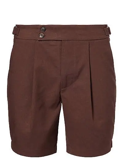 NOBL Tailored Linen-blend Shorts - Brown