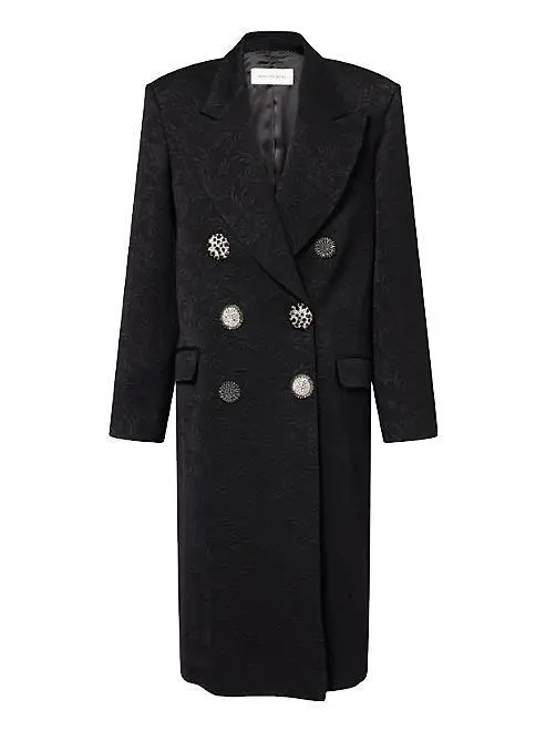 Dries Van Noten Rosea Embellished Jacquard Coat - Black