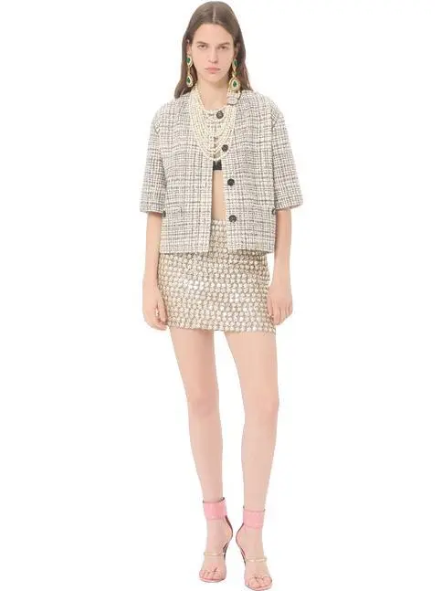 Valentino Garavani Tweed Jacket With Logo Buttons - Black