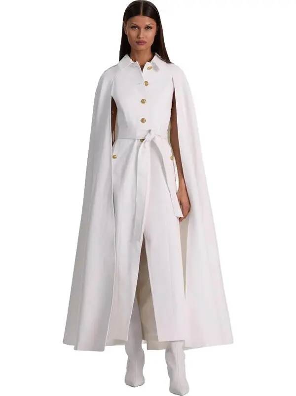 Alice + Olivia Kohler Maxi Trench Cape - White