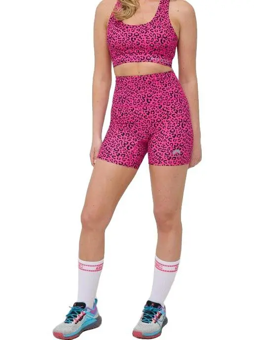 OOSC Infinite High Waisted Biker Shorts With Leopard Print - Pink Leopard