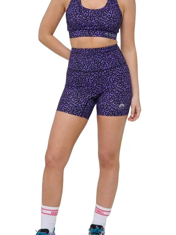 OOSC Infinite High Waisted Biker Shorts - Purple Leopard