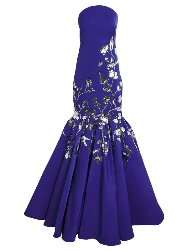 Pamella Roland Embellished Strapless Gown - Purple