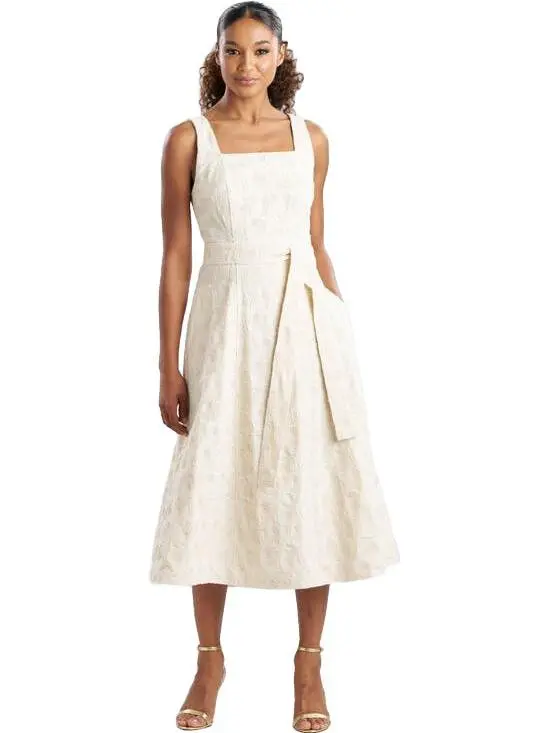 Natori Spiral Embroidery Square Neck Tank Dress - Natural