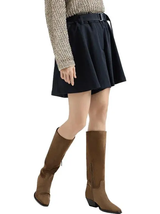 Brunello Cucinelli Crêpe Chevron Skirt-pants - Navy Blue