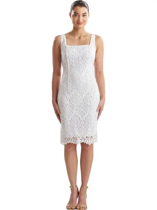 Natori Leaflet Lace Tank Sheath Dress - White