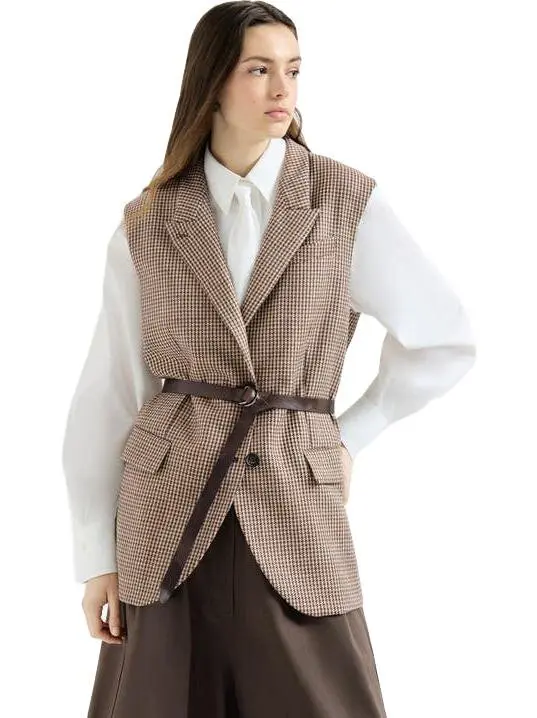 Brunello Cucinelli Sparkling Houndstooth Vest - Brown