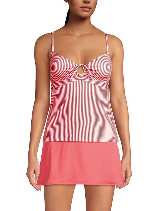 LANDS' END Lifting Tankini With Sweetheart Neckline And Crisscross Straps - Wood Lily Mini Stripe