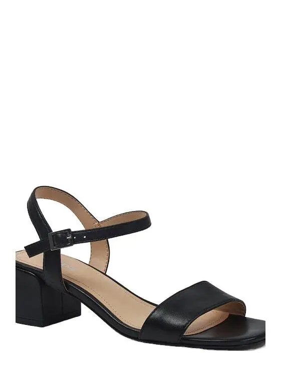 LANDS' END Essential Leather Block Heel Sandals - Black