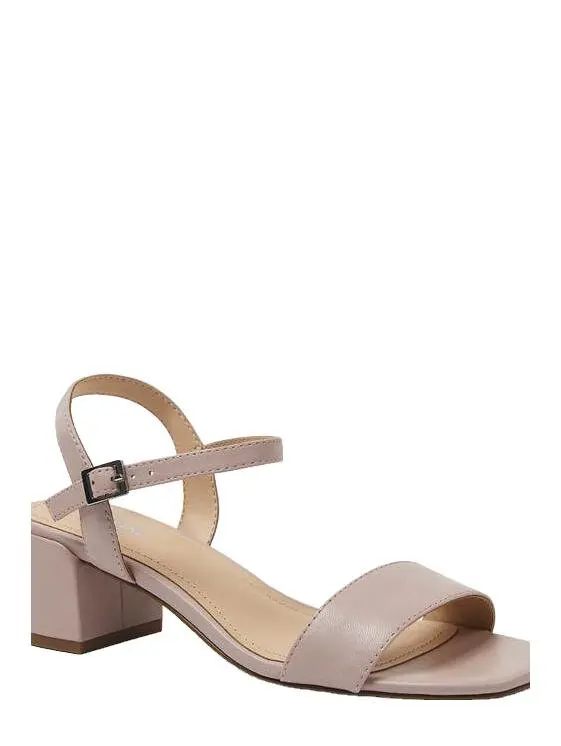 LANDS' END Essential Leather Block Heel Sandals - Faint Blush