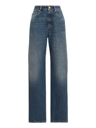 Brunello Cucinelli Wide Leg Jeans With Monili Detail - Denim