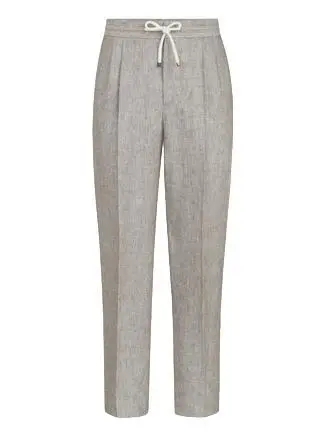 Brunello Cucinelli Hemp And Linen Trousers - Light Grey