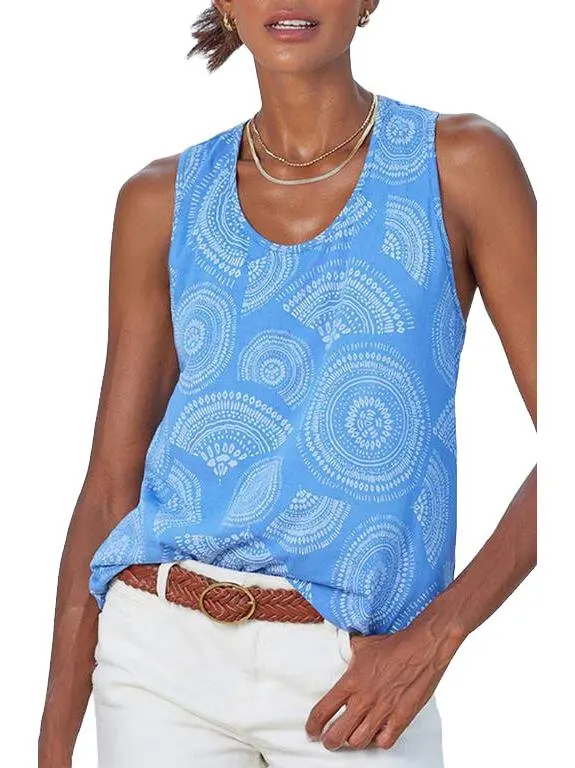 LASCANA Printed Twist Back Tank Top - Blue & White