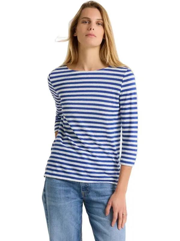 Majestic Filatures Stretch Linen Boatneck T-shirt - Abyss