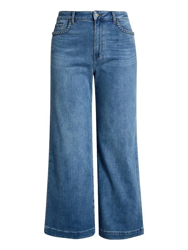 Paige Vanessa Braided Pocket High Waist Wide Leg Jeans - Encino