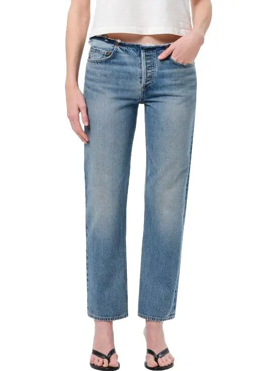 AGOLDE Frayed Waist Low Rise Ankle Slim Jeans - Rhythmic
