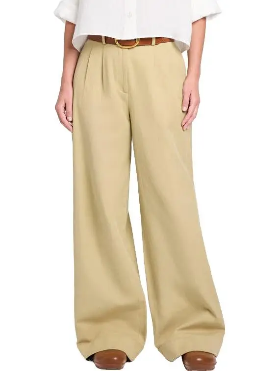 TWP Delilah Cotton & Linen Blend Wide Leg Pants - Olive Grey