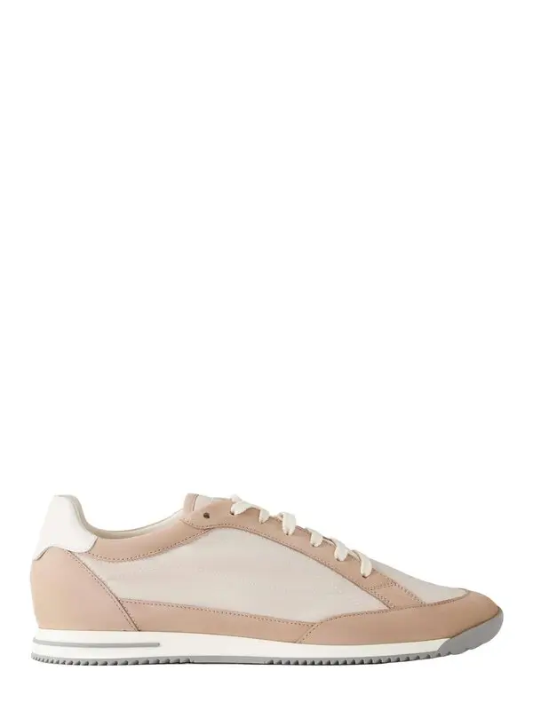 Brunello Cucinelli Suede-trimmed Canvas Low-top Sneakers - Beige