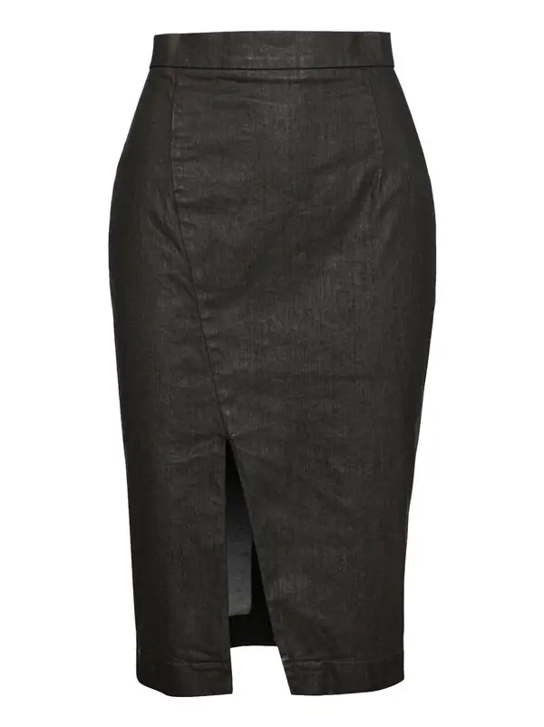 CONQUISTA Dusty Green Pencil Skirt With Asymmetrical Slit - Grey