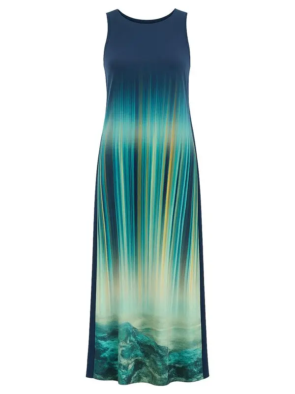 CONQUISTA Sleeveless Printed Maxi Dress - Blue
