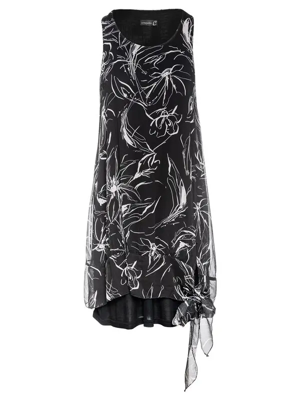 CONQUISTA Sleeveless Printed Layered Dress - Black