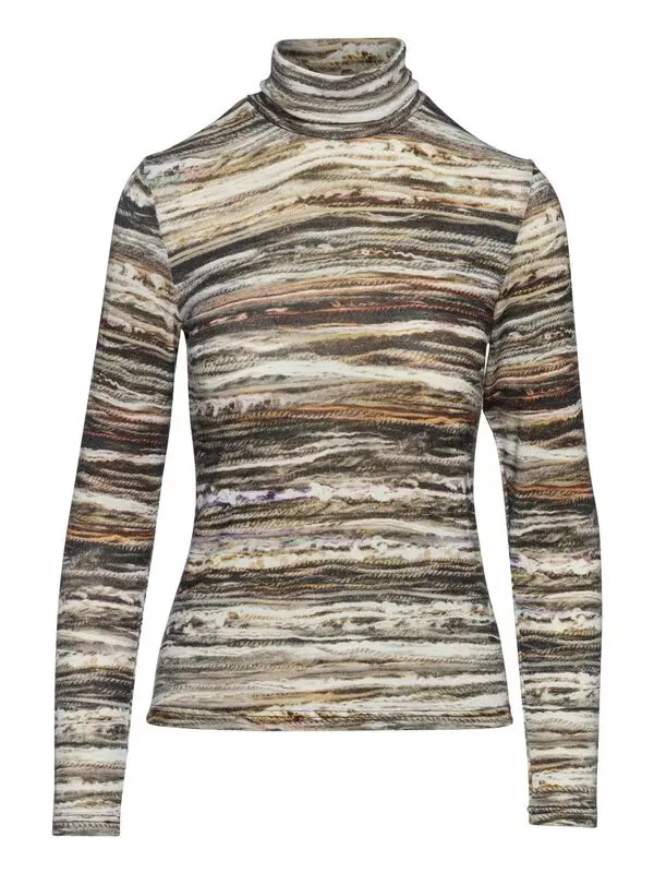 CONQUISTA Printed Long Sleeve Knit Polo Neck Jumper - Green