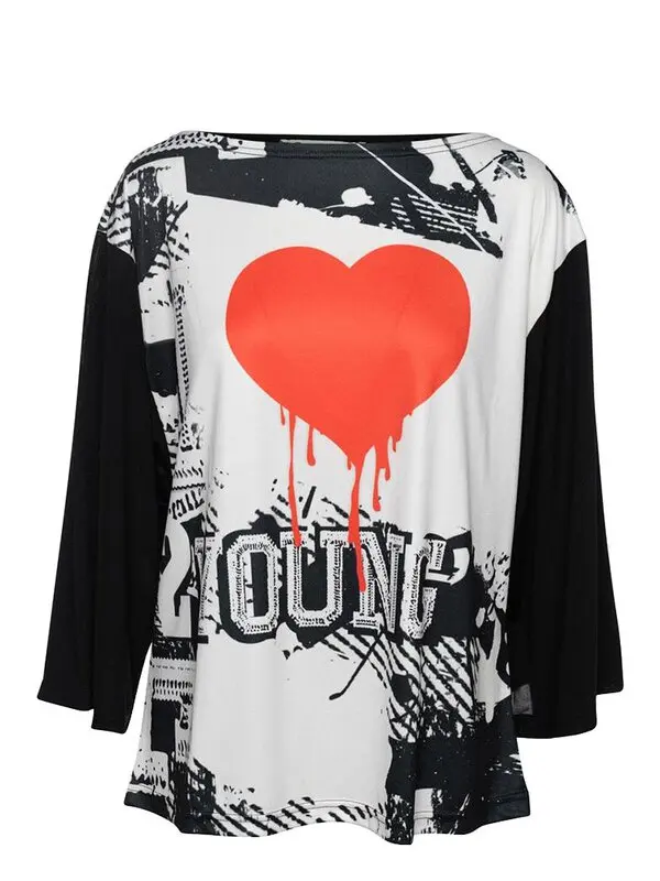 CONQUISTA Sheer Back Wide Sleeve Top - Black
