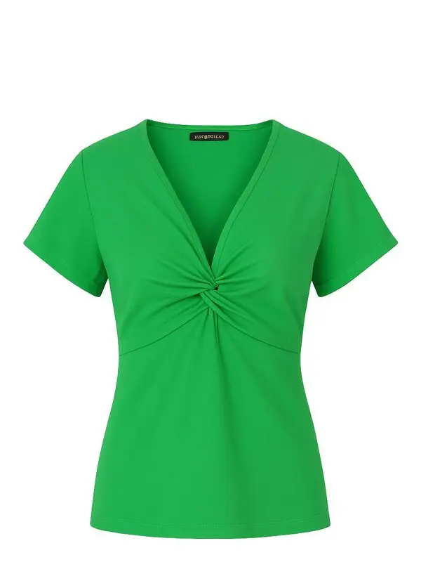 CONQUISTA Twist Front Jersey Top - Black