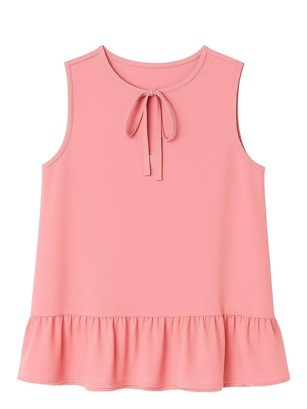 CONQUISTA Sleeveless Top With Double Layer Frill - Pink