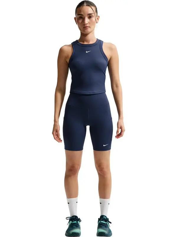 Nike High-waisted 8" Biker Shorts With Pockets - Blue