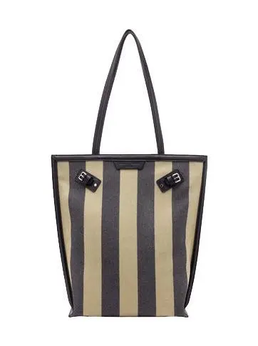 Proenza Schouler North South Days Tote In Striped Canvas - Moss/black