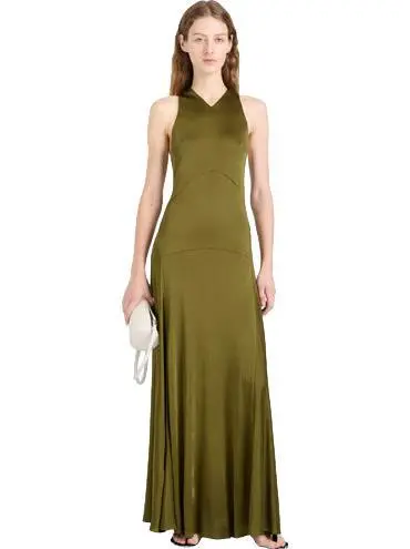 Proenza Schouler Naia Dress In Viscose Satin Jersey - Moss