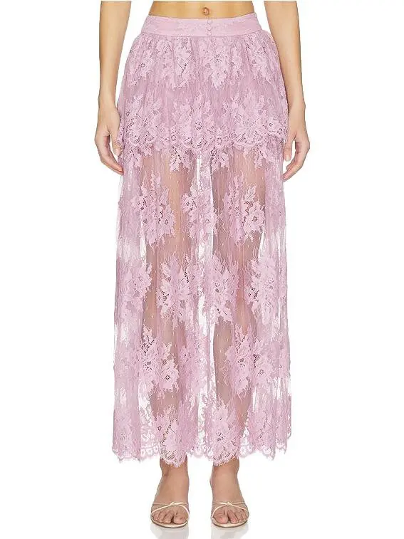 Steve Madden Arietty Lace Tiered Maxi Skirt - Mauve Shadows