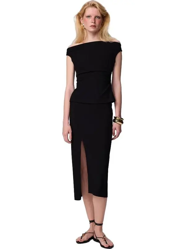 THEO THE LABEL Thetis Techno Pencil Skirt - Black